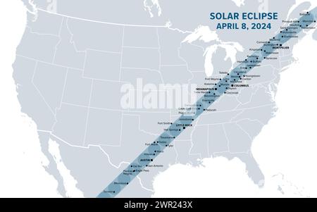 Great American Total Solar Eclipse, on April 8, 2024, political map ...