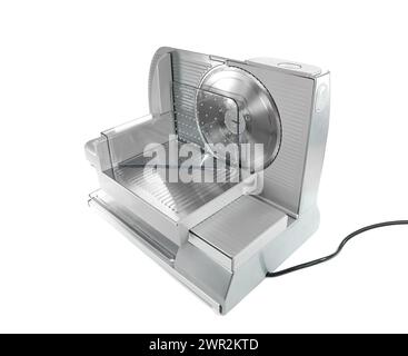 Ktchen food slicing machine isolated on white. Meat slicer for layered ...