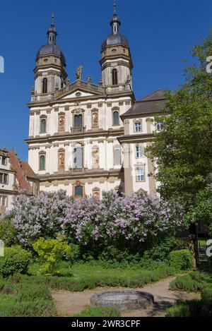 Monastery church in Schoental, double tower, church, baroque ...