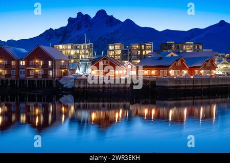 Lofoten, Norway. Solvaer, Nordland province. Harbour basin, Svolvaer ...