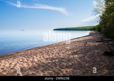 Lake Superior in summer, Cornucopia Beach, Cornucopia, Wisconsin, USA ...