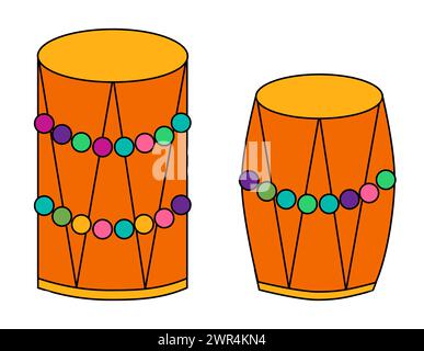 Holi Drum Music Instrument Dhol element. Design for celebration of ...