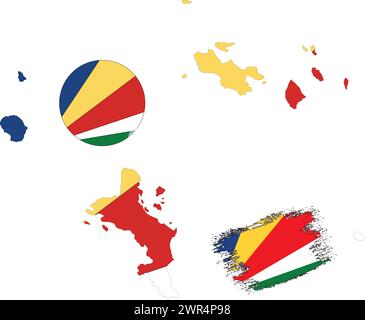 Seychelles map on a world map with flag and map pointer Stock Vector Image & Art - Alamy