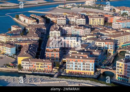 Aerial view of the Pearl-Qatar, Venice at Qanat Quartier, Marsa Malaz ...