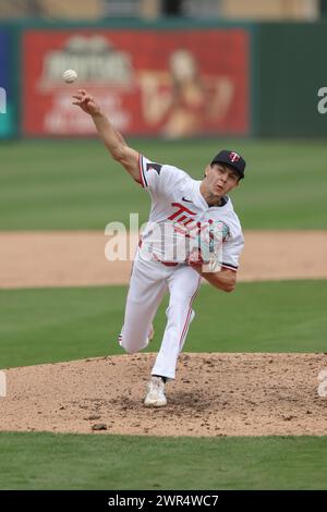 Minnesota Twins pitcher David Festa throws against the Los Angeles ...