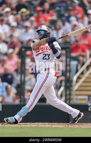Minnesota Twins third baseman Royce Lewis (23) walks back to the dugout ...