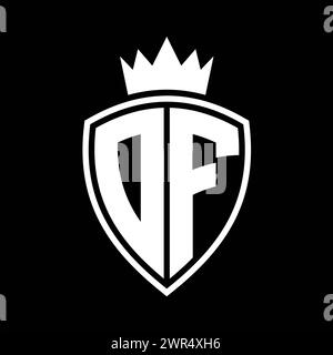 DF monogram logo with bold letters shield shape with black and white ...