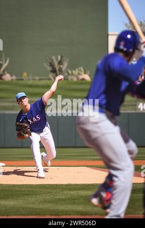 Texas Rangers starting pitcher Cody Bradford casts a shadow as he ...