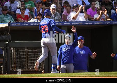 Chicago Cubs' Michael Busch (29) runs the bases after hitting a home ...