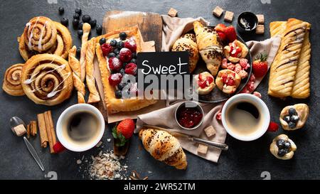 Different tasty freshly baked pastries isolated on white Stock Photo ...