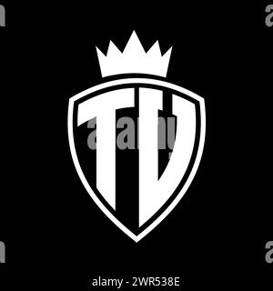 TV Letter bold monogram with shield shape and sharp crown inside shield ...