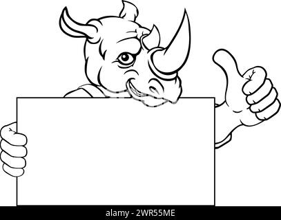 Rhino Painter Handyman Mechanic Plumber Cartoon Stock Vector Image ...