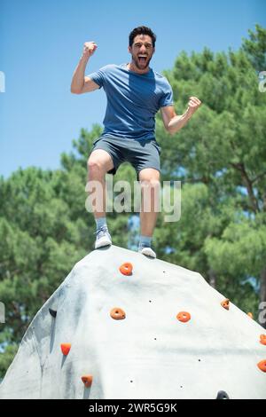 Success concept - man screaming showing strength and muscles. Strong ...