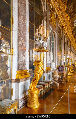 Hall of Mirrors. Decorated interior with historical furniture and ...