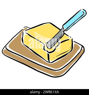 A Block of Butter on a Butter Stand and Knife Cartoon Illustration ...