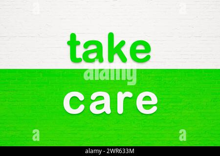 Take care Take care Colored banner and sign. Advice, care, help ...