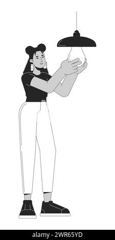 Switching to efficient lighting line cartoon flat illustration Stock ...