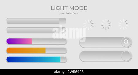 Light mode ui simple elegant minimalist set of buttons, loading bar ...