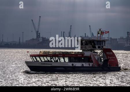 Hamburger Hafen, Elbe, Schiffsverkehr, Hadag Hafenfähre Anlegestelle ...