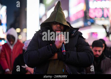 Faraj Hasan lead prayer as muslims gathered in Times Square New York ...