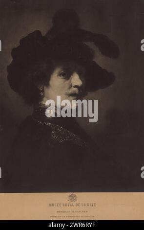Photo reproduction of a painting by Rembrandt, 'Self-portrait' (coll ...