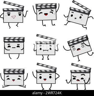 Set of movie clapper character with board police megaphone Stock Vector ...