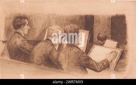 Lesson in the Drawing School, Auguste Danse, 1895 print Belgium paper ...