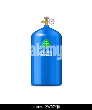 Realistic gas cylinder with carbon dioxide, compressed gas metal ...