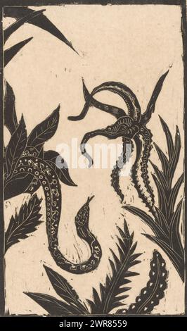 Snake between plants with flower, Janus de Winter, 1892 - 1951 print ...