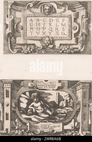 Cartouche with Roman alphabet, 1540 - 1550 print paper engraving ...