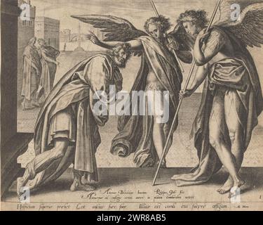 Lot meets the two angels at the gate of Sodom; History of Lot. Lot ...