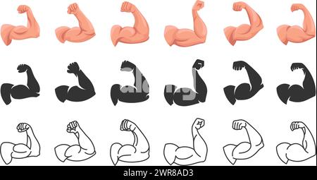 Male bodybuilder flexing his biceps. Outline silhouette. Design element ...