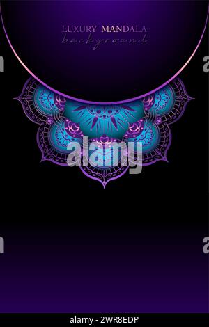 Purple mandala pattern on black background Stock Vector Image & Art - Alamy