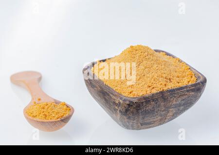 Ground piloncillo, a product of sugar cane, a traditional food in South ...