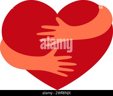 Heart with hugging arms. Love yourself. Hand drawn vector illustration ...