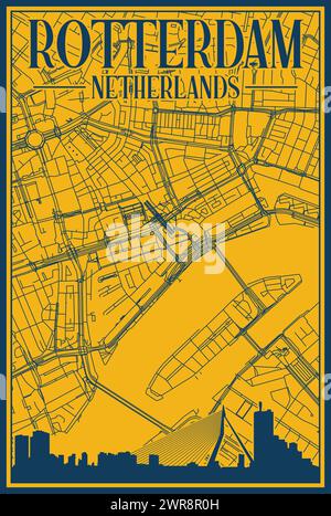 Road network poster of the downtown ROTTERDAM, NETHERLANDS Stock Vector ...