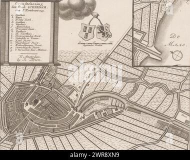 Map of Schiedam, Anonymous, 1744 - After 1780 print Map with a number ...