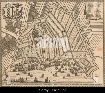 Map of Amsterdam, 1612, Amsteldam enlarged to the fifth magnification ...