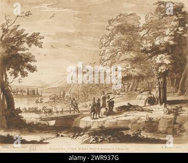 Landscape with Marsyas tied to a tree, Richard Earlom, After Claude ...