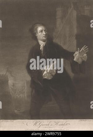 Portrait of David Garrick as Hamlet, James Mcardell, After Benjamin ...