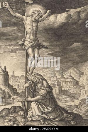 Christ on the Cross, Hieronymus Wierix, 1563 - Before 1619 print Christ hangs on the cross ...