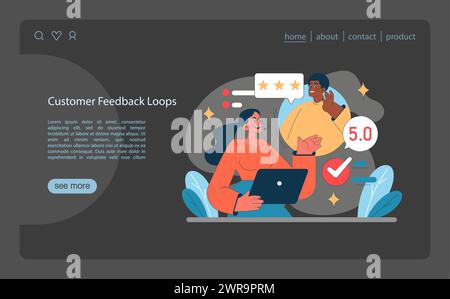 Customer Feedback Loops concept. Interactive evaluation process ...