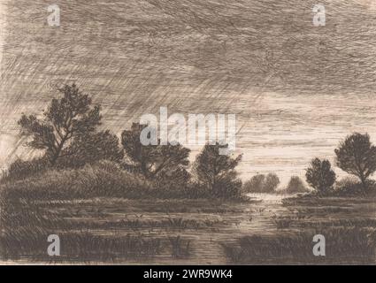 Landscape with rain shower, print maker: Alfred Elsen, (signed by ...