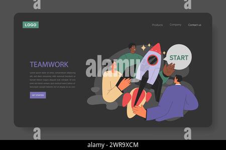 Teamwork concept. Collaborative effort launching new projects. Unified ...