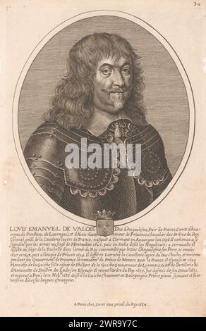 Portrait of Louis Emmanuel de Valois - French engraving 17th century ...