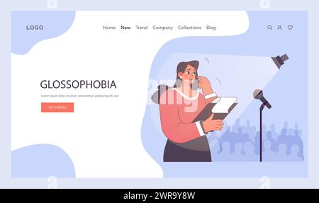 Fear of public speaking, glossophobia vector illustration. Cartoon ...