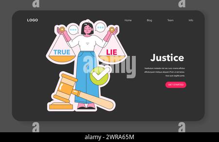 Justice concept. Figure balancing scales of truth and lies ...