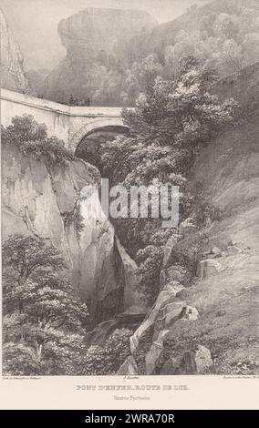 View of the Pont Napoléon near Luz-Saint-Sauveur, Louis-Julien Jacottet ...