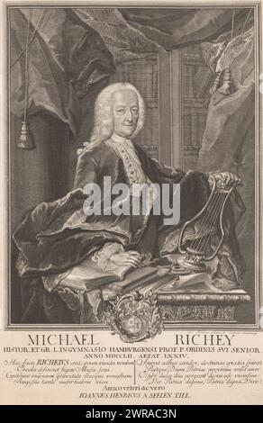 Portrait of Michael Richey at the age of 74, Christian Fritzsch, 1752 ...