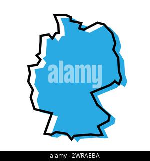 Germany country simplified map. Thick black outline contour. Simple ...